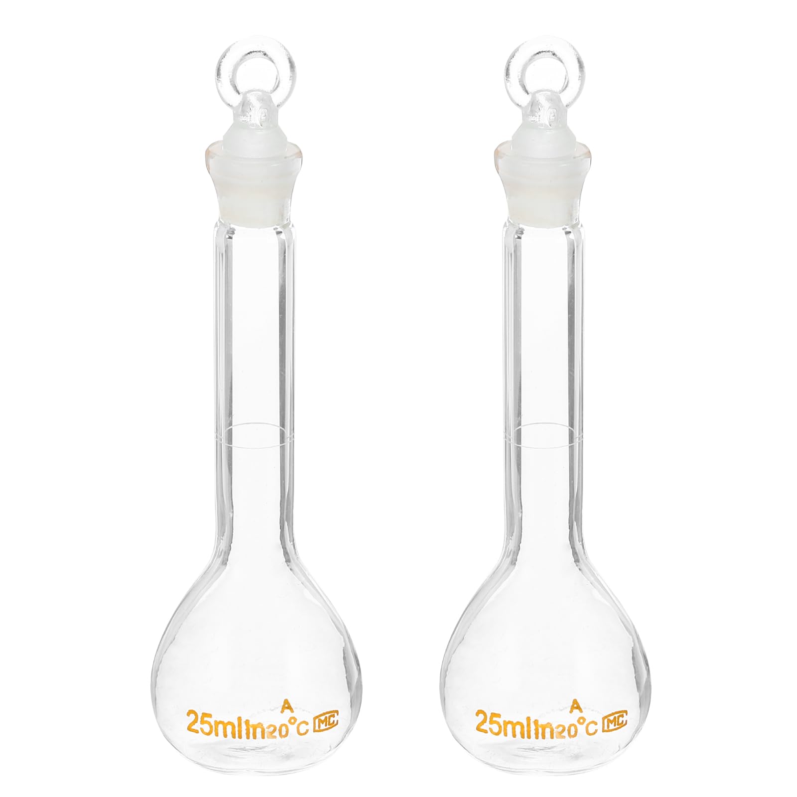 PATIKIL 25ml Volumetric Flask, 2Pcs 3.3 Borosilicate Glass Graduated ...