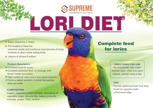 Buy Supreme Lori Food for Lori, Lorikeets and Fruits/Honey Eaters 250g ...