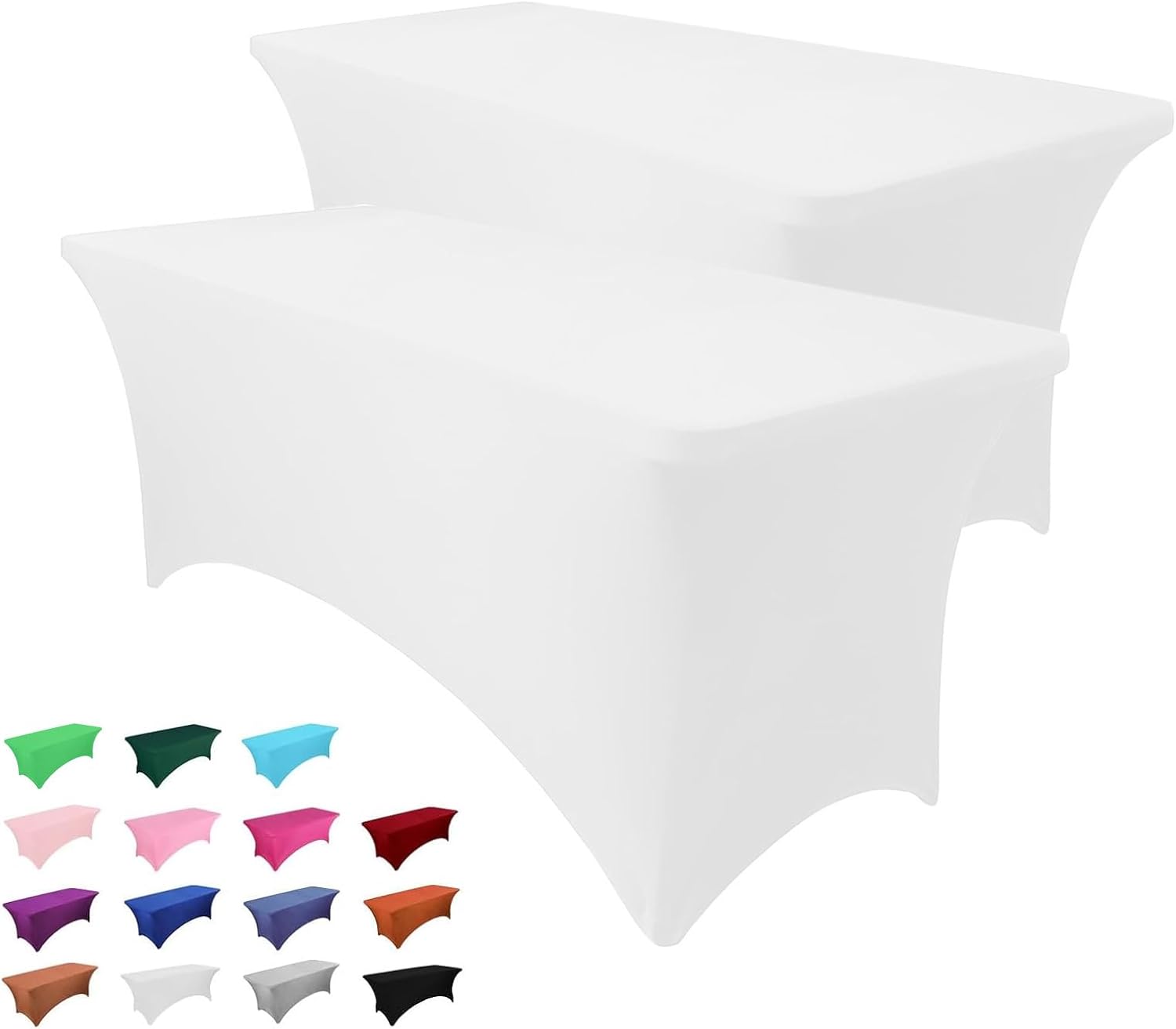 Amazon.com: Heochy 2 Pack 6FT Table Cloth for Rectangle Table - White ...