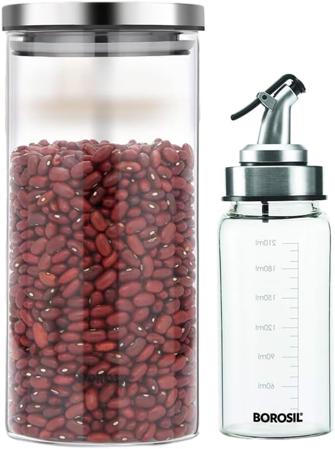 Borosil Classic Glass Jar, Air-Tight Storage Container For Kitchen ...