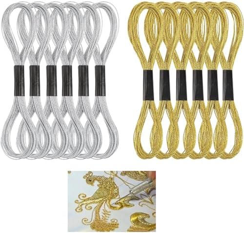 12pcs Skeins Glitter Embroidery Floss Metallic Embroidery Thread Sewing ...