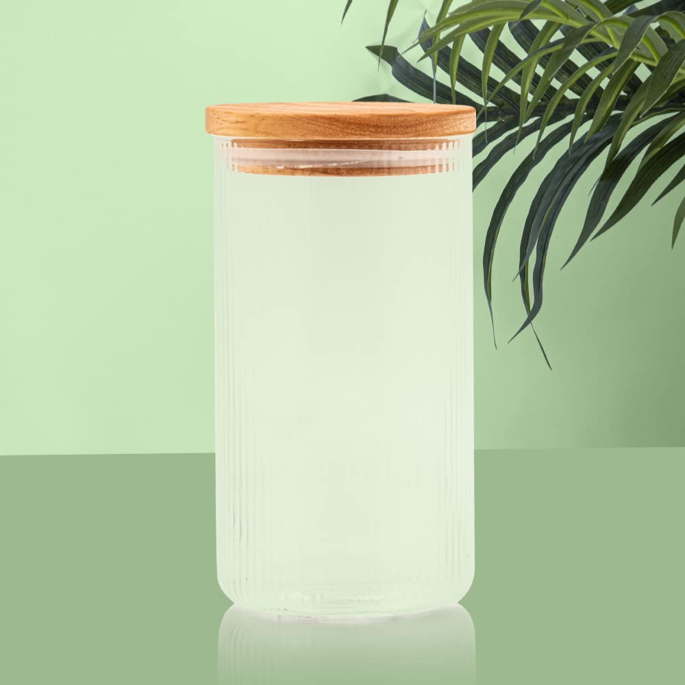 Buy Anko Large Ribbed 1 Litre Cylindrical Airtight Storage Borosilicate ...