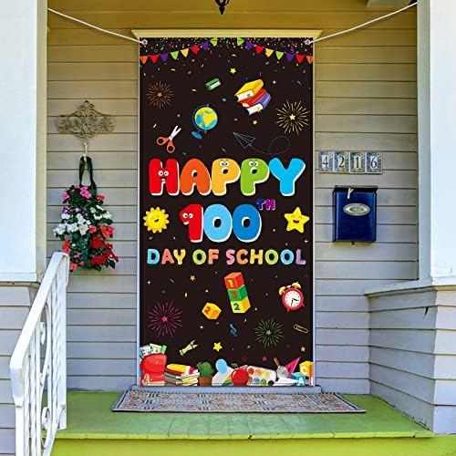 Amazon.com: 100th Day of School Banner Decoration Outdoor Happy 100 ...