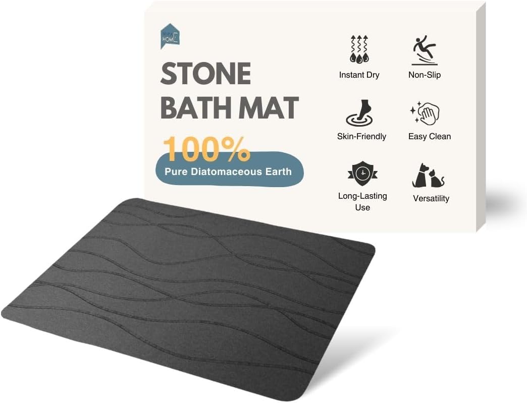 Amazon.com: Premium Stone Bath Mat - Double Sided, Non-Slip Fast-Drying ...