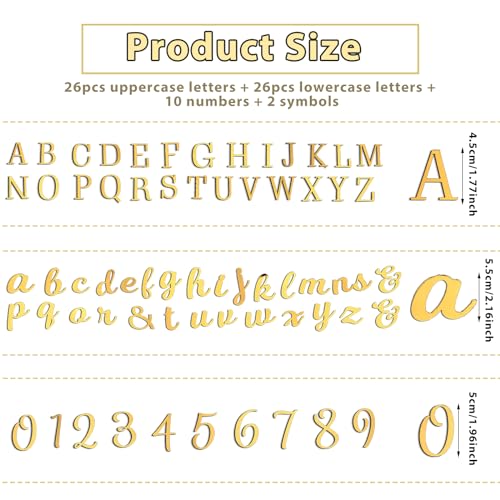 64PCS Acrylic Letters Cake Topper Gold Acrylic Cake Alphabet Numbers ...