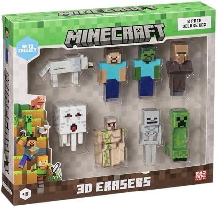PMI Kids World Minecraft 3D Eraser Pack of 8 Deluxe Box Ver.A : Amazon ...