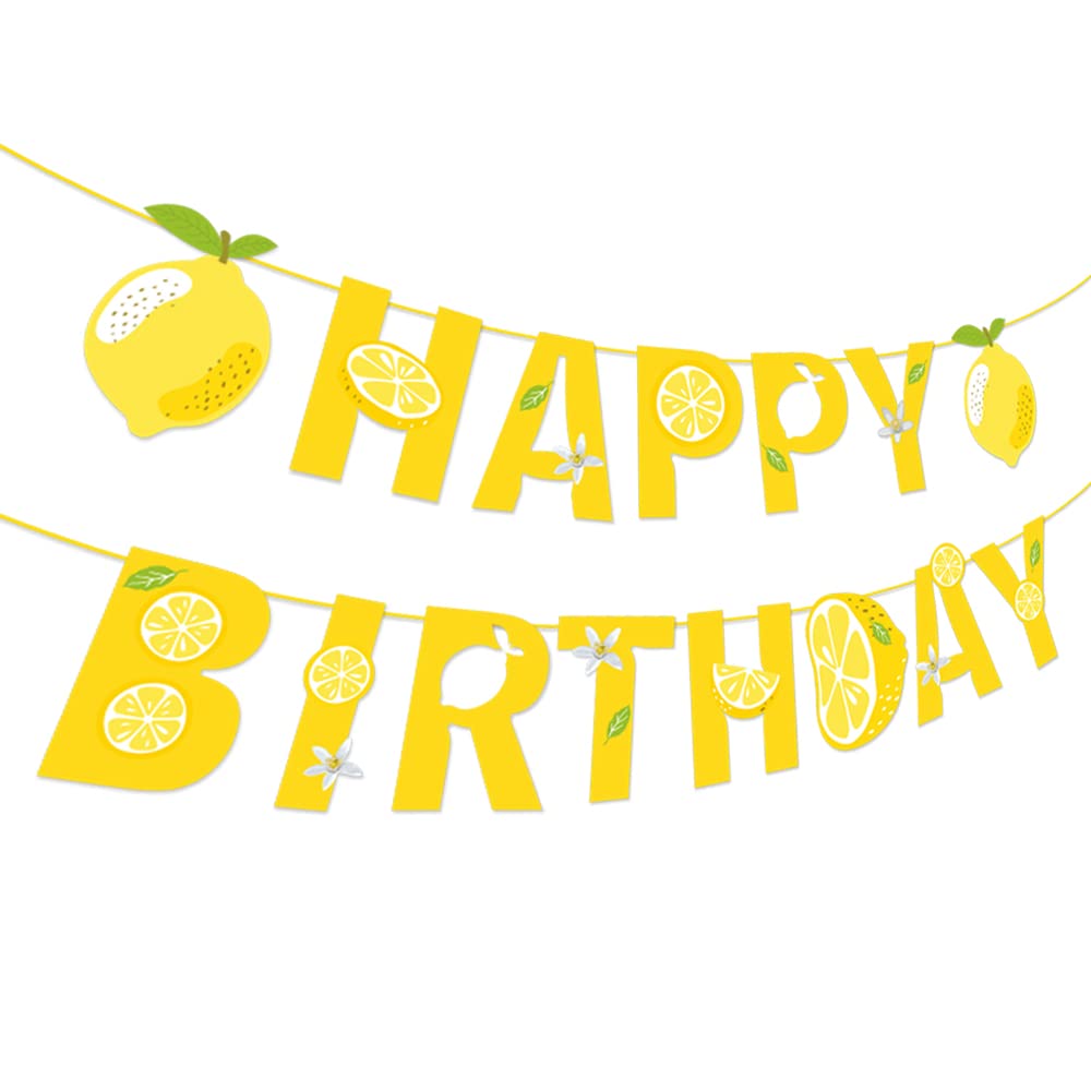 Amazon.com: Lemon Happy Birthday Banner Lemon Party Supplies Lemon ...