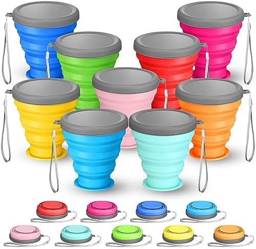 Amazon.com: Umigy 9 Pcs 6.8 Oz/ 200 ml Silicone Collapsible Cup with ...