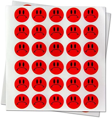 Amazon.com : 1/2 inch, Round - Sad Unhappy Face Stickers with Happy ...