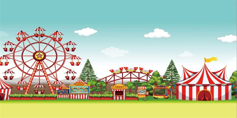 Amazon.com : Yeele 20x10ft Fairground Photo Backdrop Cartoon Circus ...