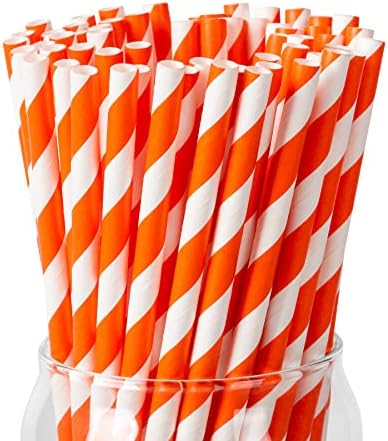 Amazon.com: PakTalk [100 Pack] Orange Straws, Disposable Orange and ...