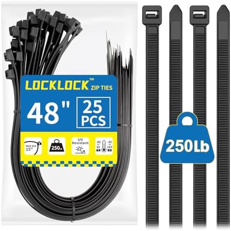 Amazon.com: Large Zip Ties Heavy Duty Outdoor 48 inch (25 Pack), Heavy ...