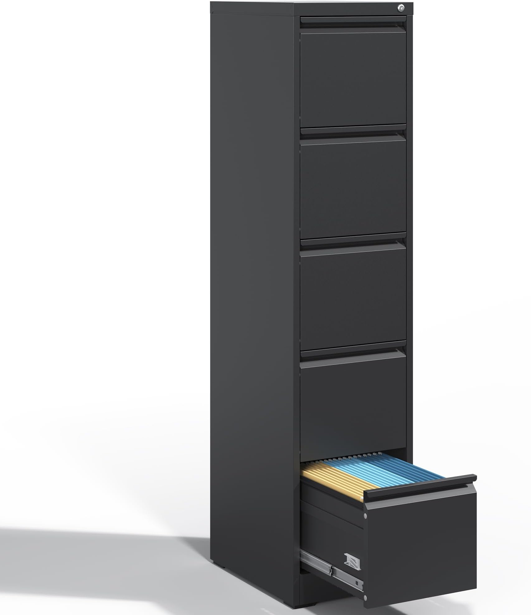 Amazon.com: BIZOEIRON 5 Drawer File Cabinet with Lock, Metal Vertical ...