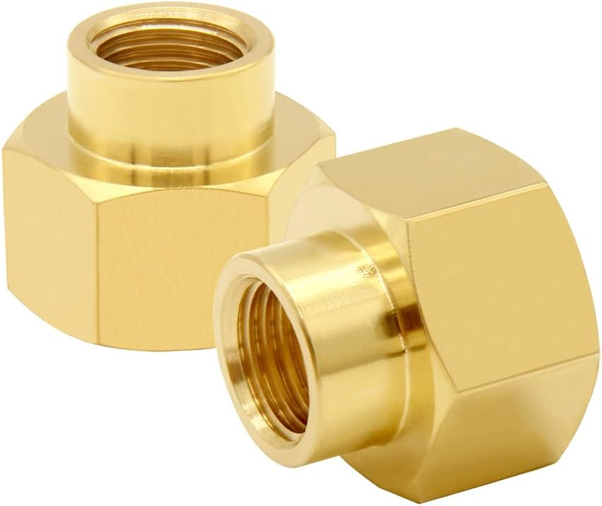 Hooshing 2PCS Brass Reducing Pipe Fitting 1/2" Female x 1/4" Female NPT ...