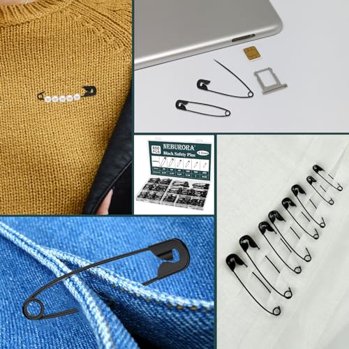 Snapklik.com : 600Pcs Black Safety Pin Assorted Size Safety Pin Small ...