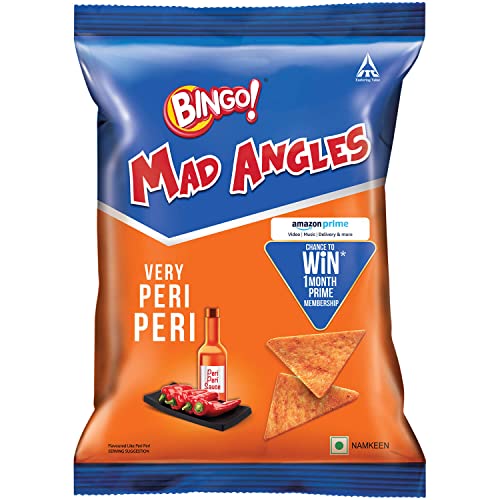 Bingo! Mad Angle Very Peri Peri,66g Pack, Corn-Based Spicy Crunchy ...