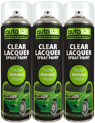 AutoTek Clear Lacquer Multi-Purpose Aerosol Spay Paint 500ml x3 ...