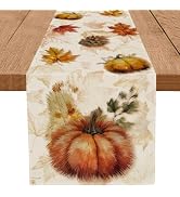 Amazon.com: Fall Table Runner Pumpkin Maple Leaf Watercolor Vintage ...