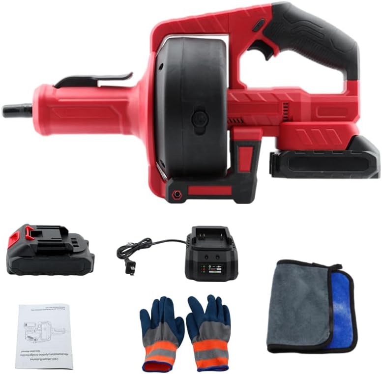 HOLYEVER 21V Cordless Electric Drain Auger, Plumbing Snake with 23FT ...