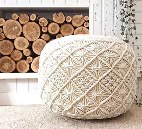 ACN Kohinoor | Macrame Pouf | Round Ottoman Pouffee | Round Handmade ...