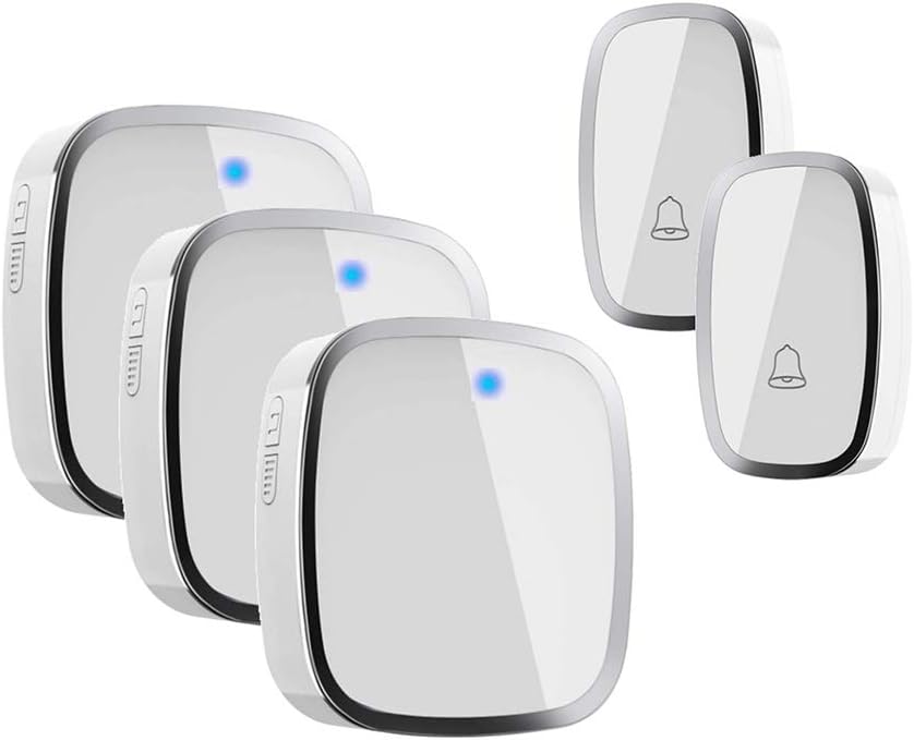 Timbre Inalámbrico exterior impermeable con 2 Transmisor y 3 Receptores ...