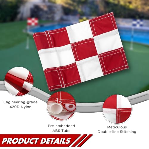 Snapklik.com : KINGTOP Checkered Golf Flag 8x6 Inch Red/White Check
