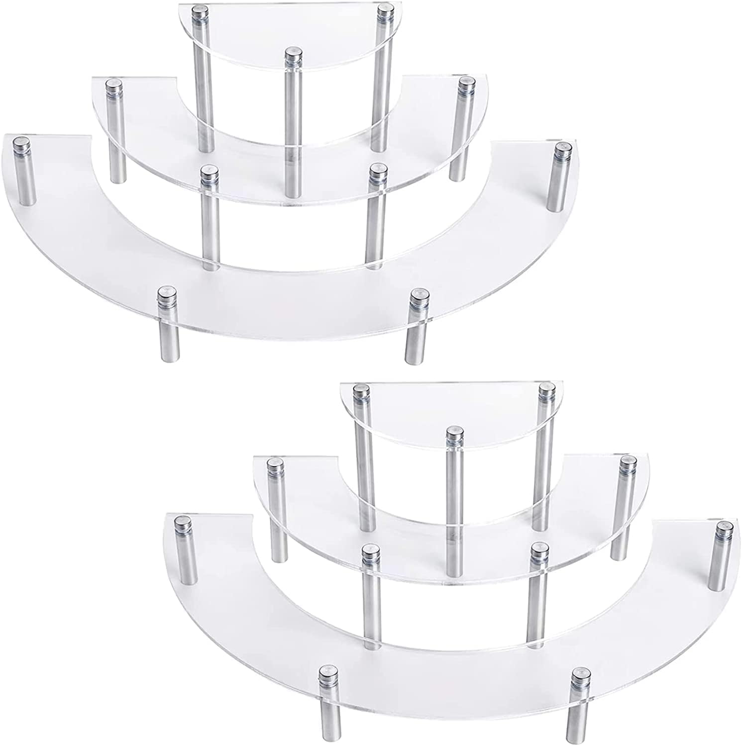 Suwimut 2 Pack Acrylic Riser Cupcake Display Stand, 3 Tier Clear Half ...