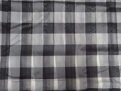 Buy Silk Organza Checks Grey Black and Ivory Color 44" Wide Online at ...