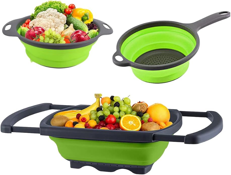 Amazon.com: Collapsible Colanders with Handles - Food Strainer For Easy ...