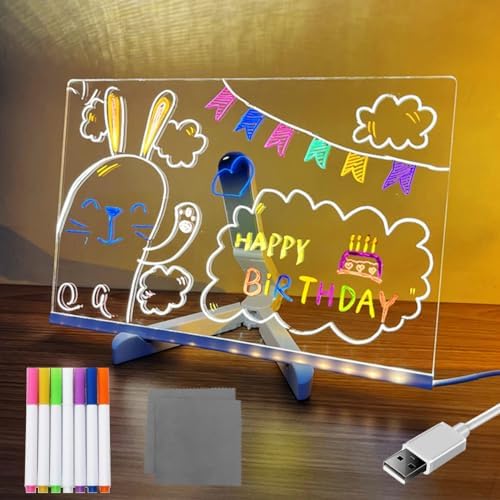 Amazon.com : Acrylic Dry Erase Board with LED Light, Dry Erase Board ...