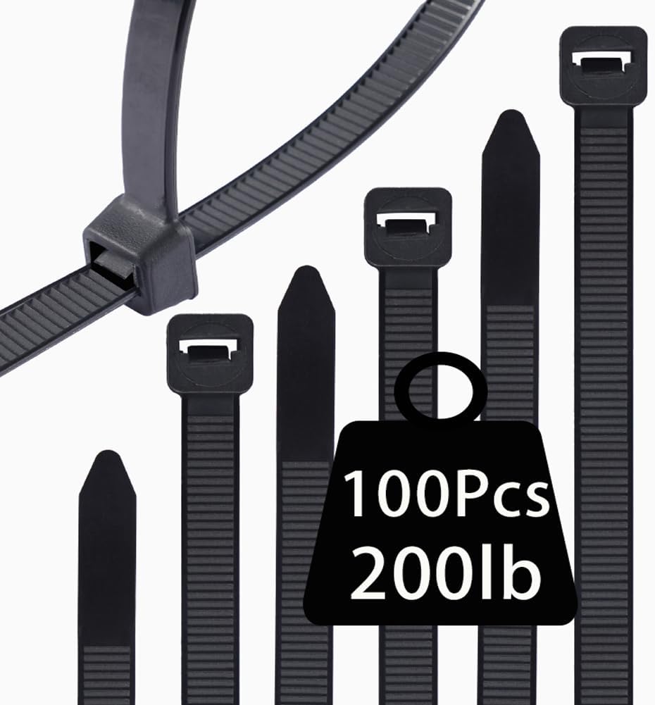 Amazon.com: Black Zip Ties Heavy Duty Outdoor (100 Pack), Long Zip Ties ...