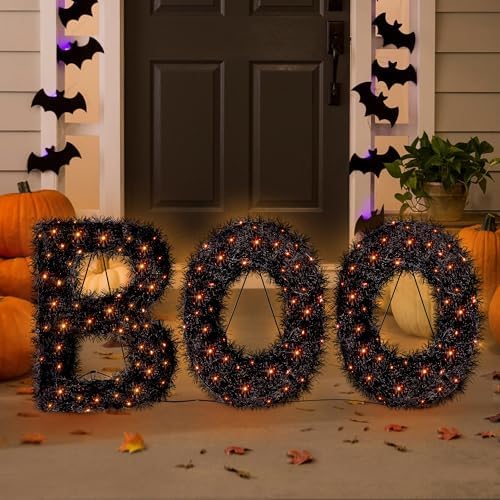 Amazon.com: ATDAWN 3 Piece Outdoor Boo Sign Halloween Decoration ...