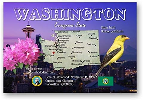 Amazon.com : WASHINGTON MAP postcard set of 20 identical postcards. WA ...