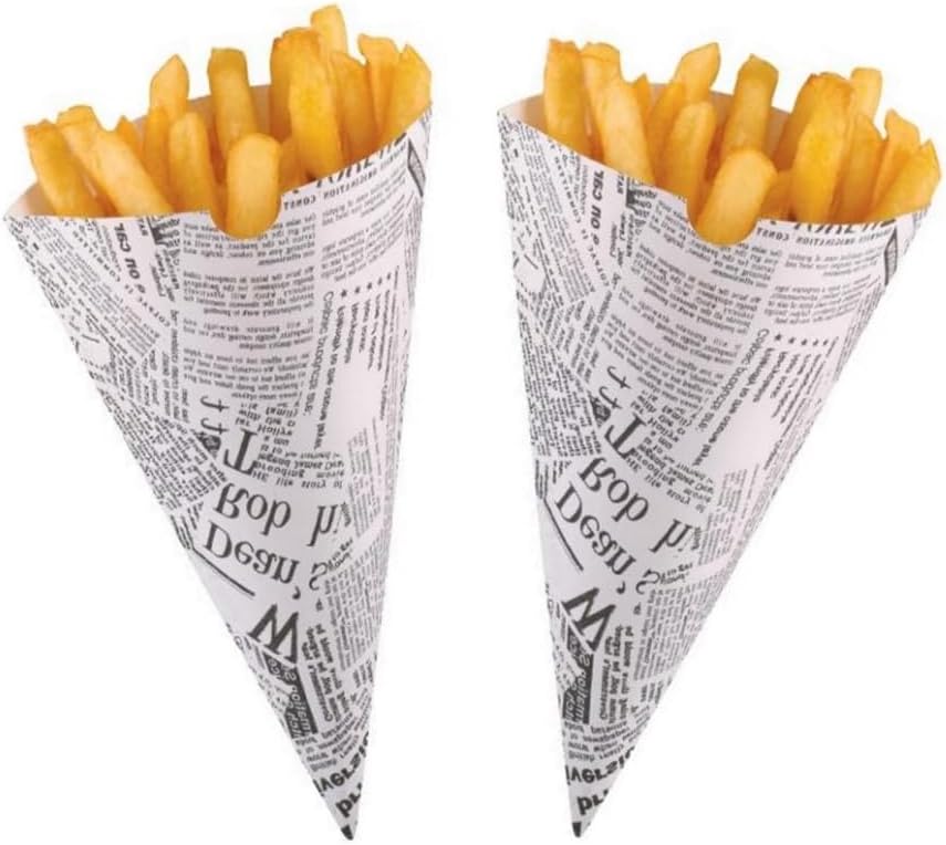 West5Products 100 Newsprint Chip Cones with Chip Shop Forks (Designed ...