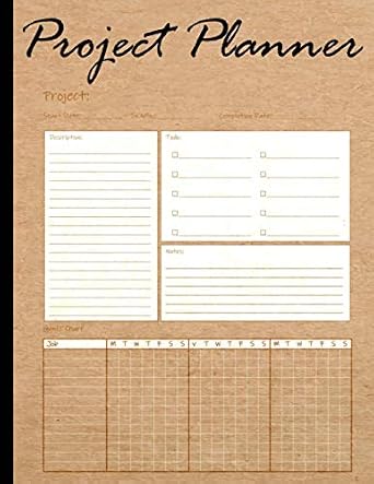 Project Planner: Gantt Chart Planner Notebook With Checklist. The Best ...
