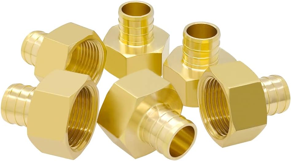 Hooshing 3/4 inch Pex Female Adapter PEX 3/4" to 3/4" NPT Female Thread Adapter Brass Crimp ...