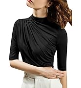 Avanova Women's Long Sleeve Knit Ribbed Crop Top Ruched Front Square ...