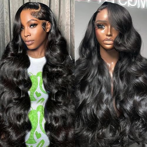 Amazon.com : Elessia 26 Inch Body Wave Lace Front Wigs Human Hair Pre ...