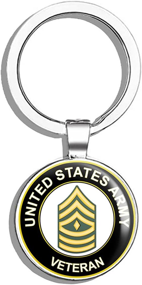 HJ Media U.S. Army First Sergeant Veteran Metal Round Metal Key Chain ...