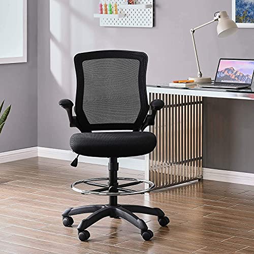 Snapklik.com : Veer Reception Desk Flip-Up Arm Drafting Chair In Black