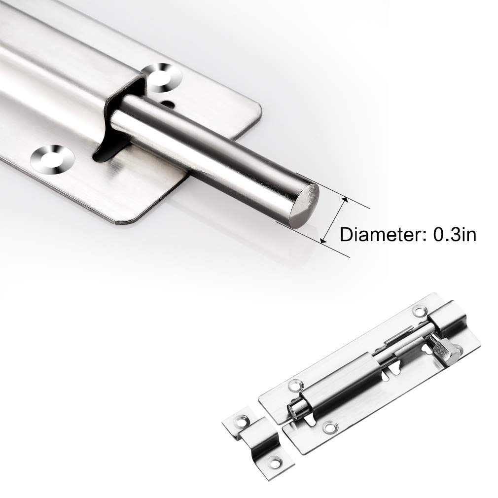 Profiwoab 3 PCS 4 Inch Door Bolts for Internal Doors, Stainless Steel ...