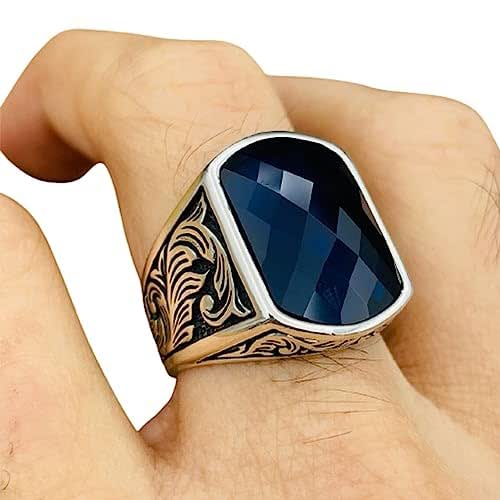 Amazon.com: Turkish Ottoman Silver Ring, Blue Sapphire Silver Ring, 925 ...