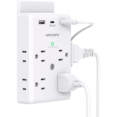 Amazon.com: USB-C Multi Plug Outlet Extender - ALESTOR 3 Sided Surge Protector Power Strip Wall ...