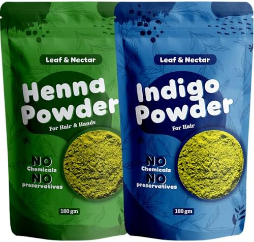 Buy Leaf & Nectar Natural Hair Dye Combo – Henna + Indigo Powder | 100% ...