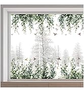 GORGECRAFT 116x38cm Tropical Plant Leaves Window Decals Large Green ...