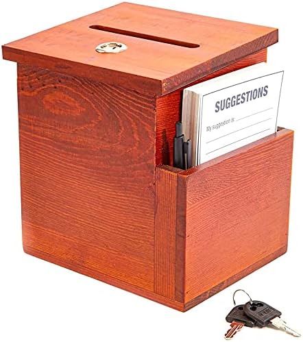 Amazon.com: Juvale Wooden Suggestion Box with Lock and Keys, Brown ...