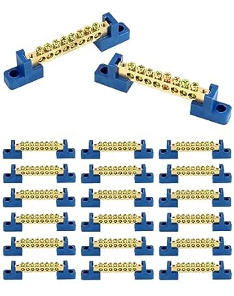 QWORK Terminal Bus Bar Terminal Block, 20 Pack 8 Positions Brass Wire ...