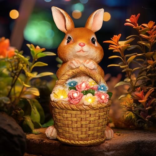 Eletorot Solar Bunny Garden Decor: Outdoor Bunny Garden Statue with 5 ...