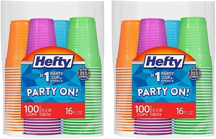 Amazon.com: Hefty Party On Disposable Plastic Cups, Assorted, 16 Ounce ...