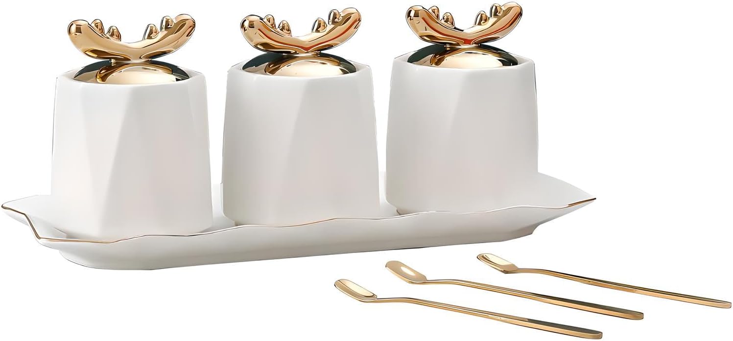 Amazon.com | Magnitt Porcelain Condiment Jar Spice Container with Lids ...